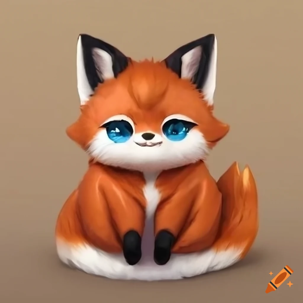 Adorable chonky fox with shiny blue anime eyes on Craiyon