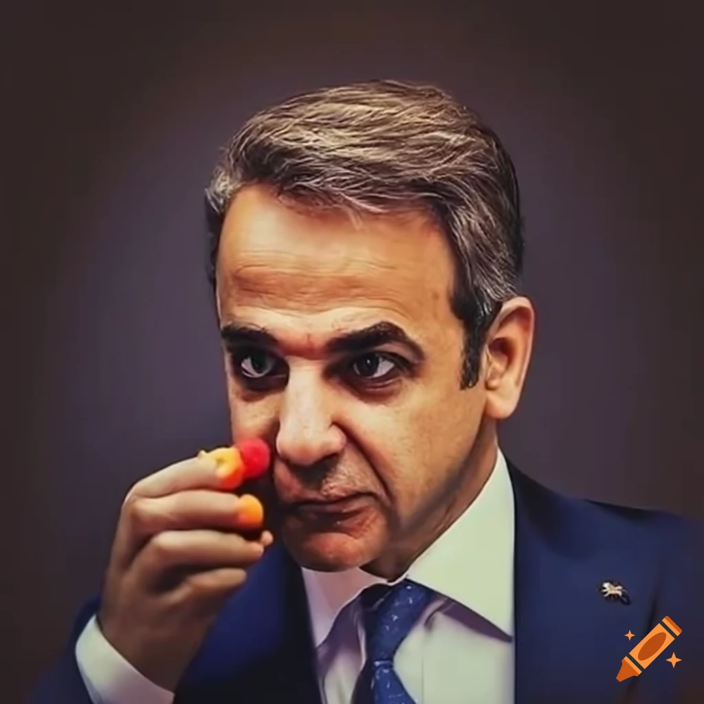 Greek prime minister kyriakos mitsotakis enjoying a healthy fruit on ...