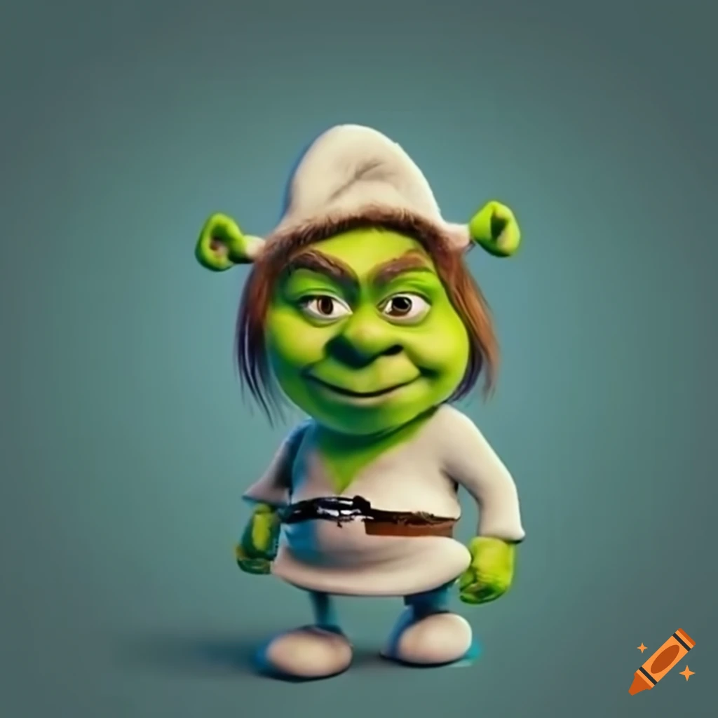 Mashup of The Smurfs and Shrek characters on Craiyon