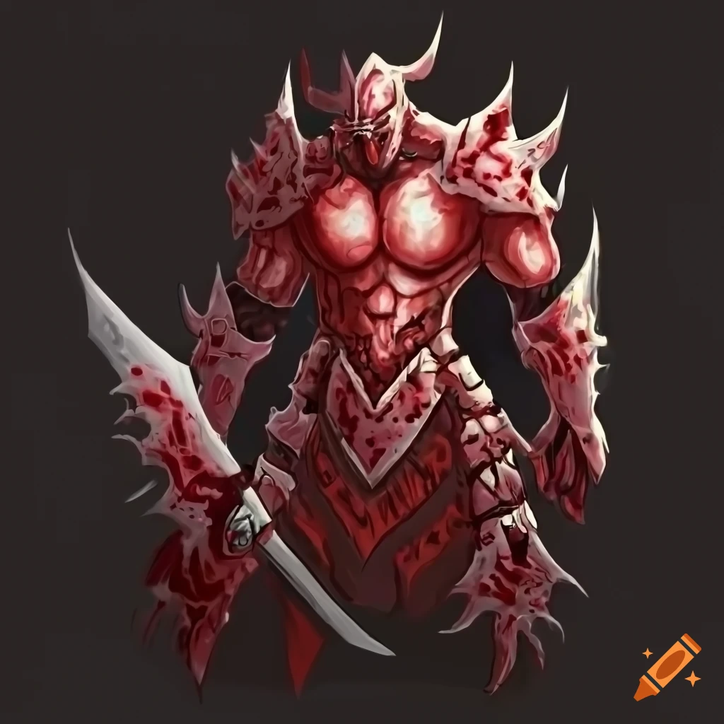 Blood knight with blood elemental and amorphous liquid armor in a dark ...