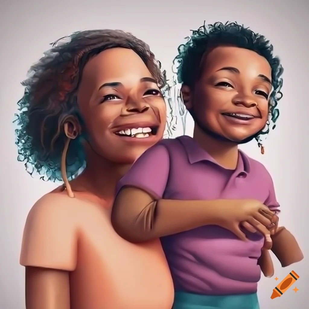 Portrait of a happy black family in cgi illustration style on Craiyon
