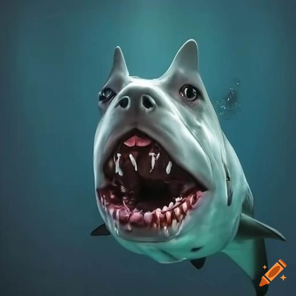 French bulldog shark fusion illustration on Craiyon