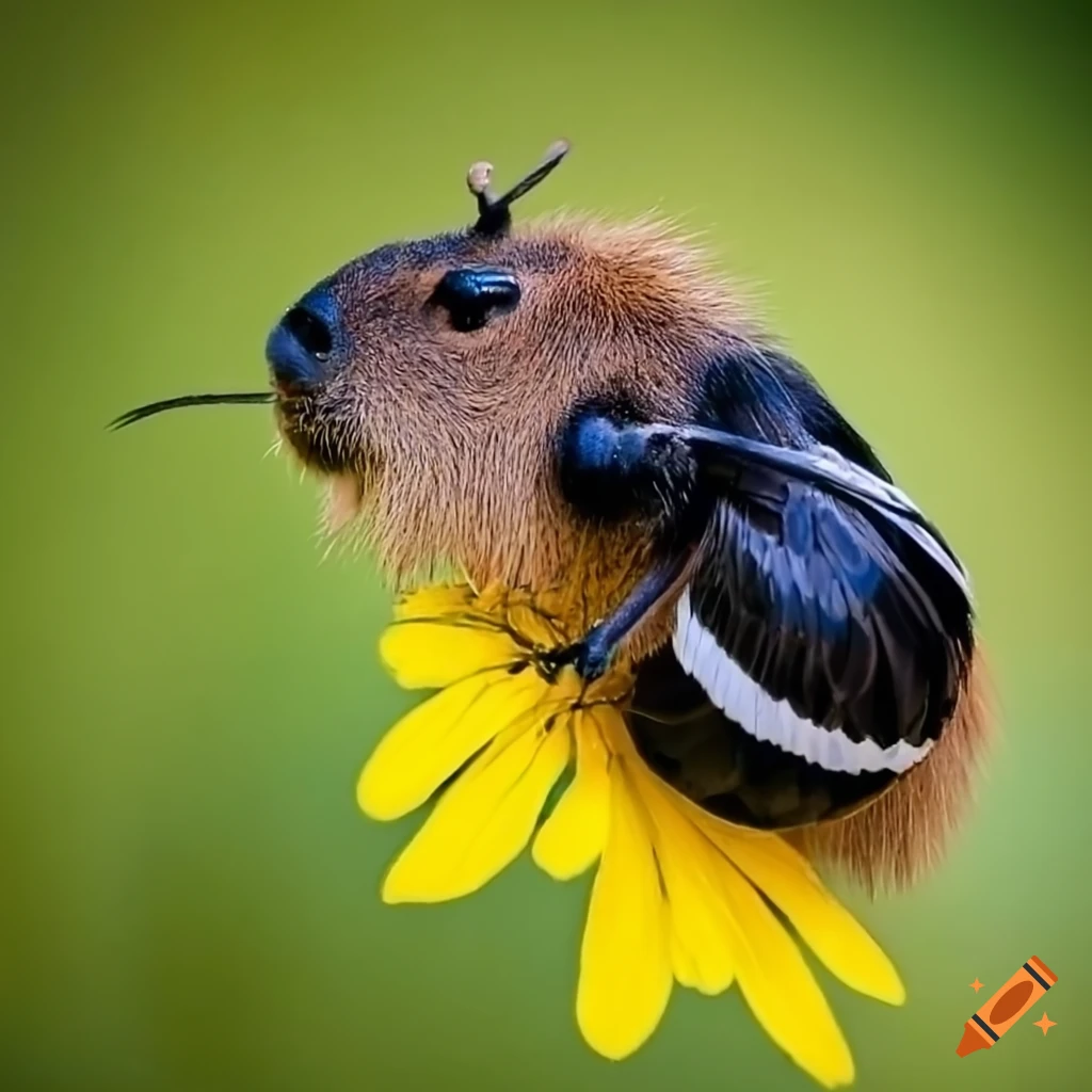 Chimera bee and capybara with wings on Craiyon