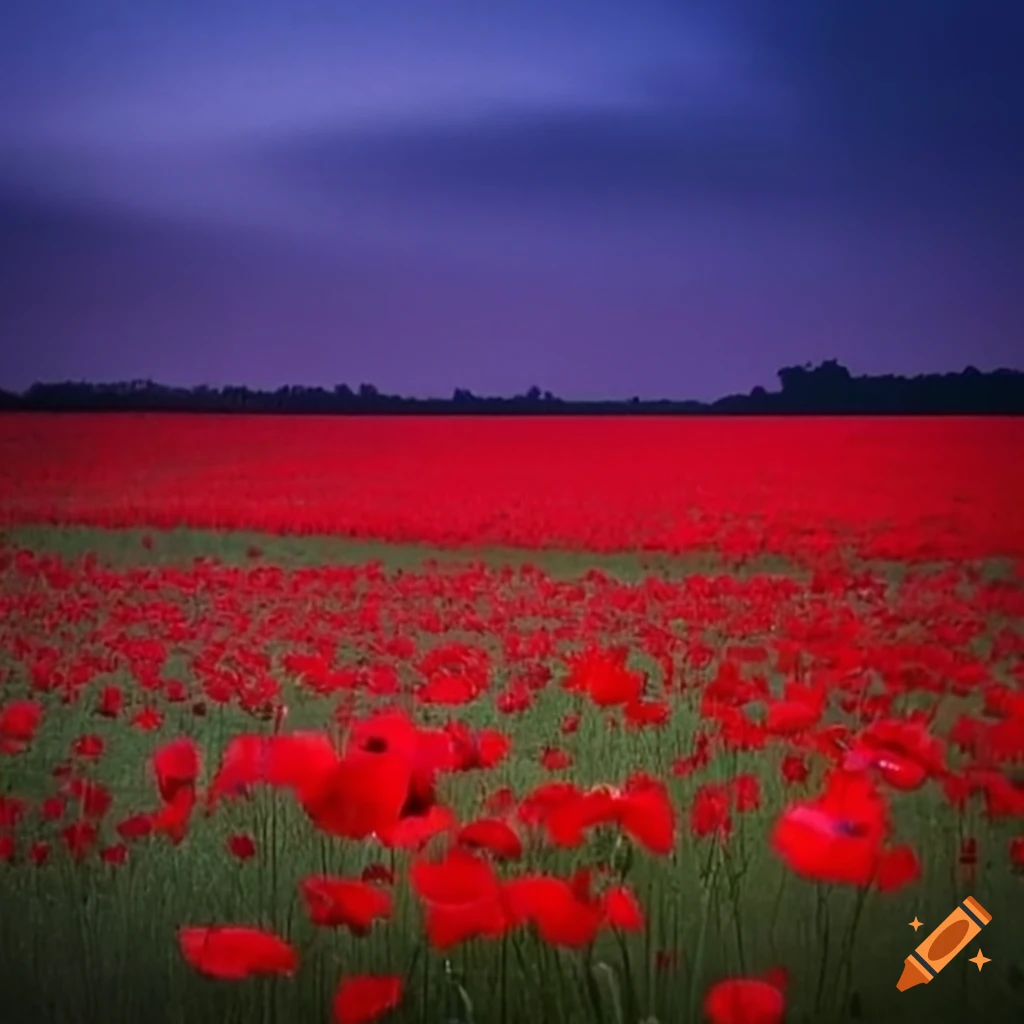 Field of poppies at night in flanders fields on Craiyon