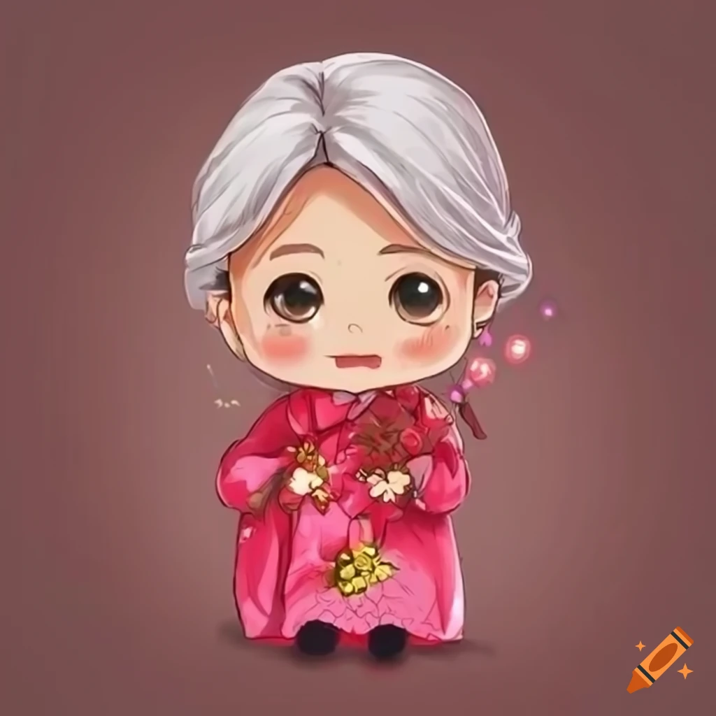Beautiful chibi old women in tet theme on Craiyon