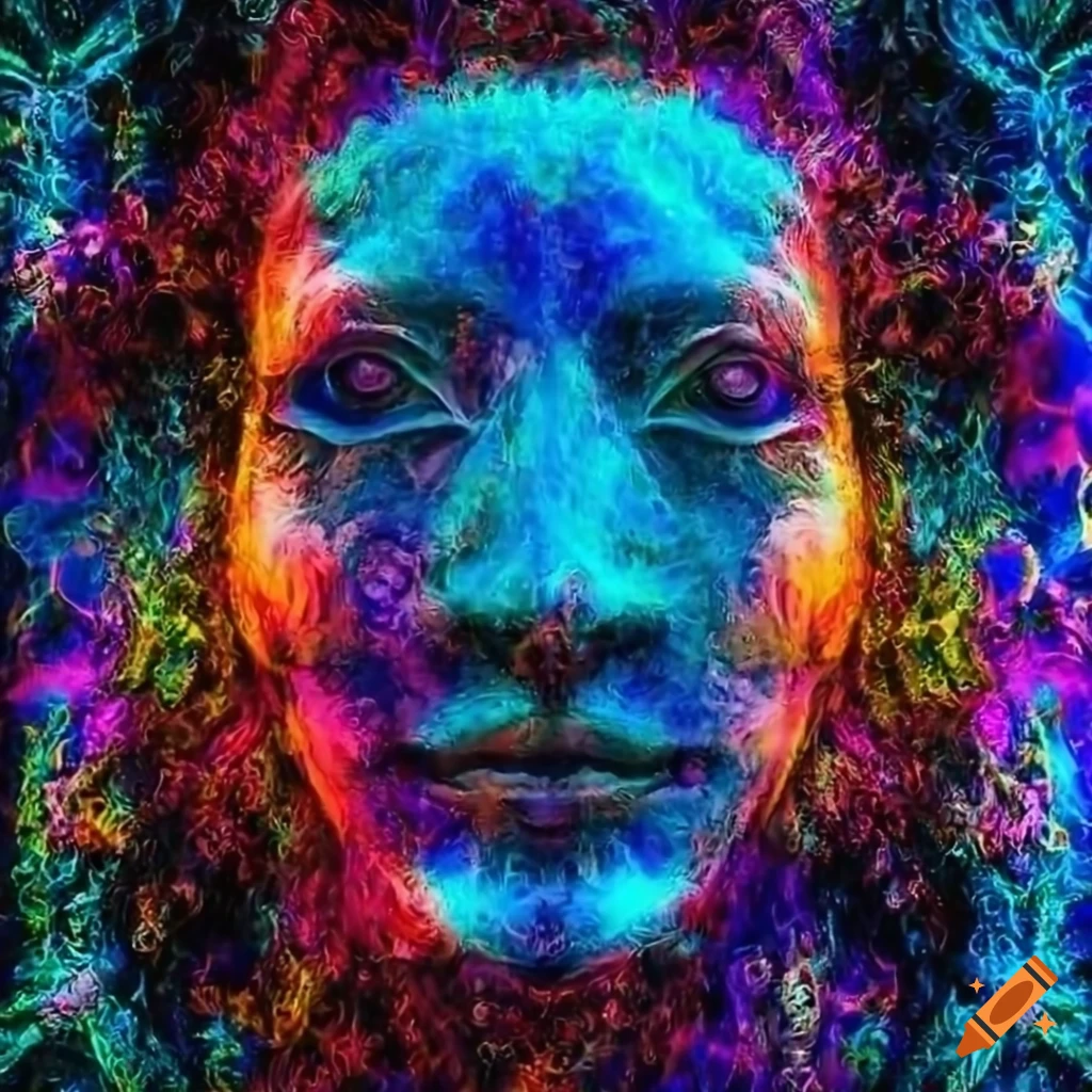 Evolution of nature in a psychedelic god face in 4k resolution on Craiyon