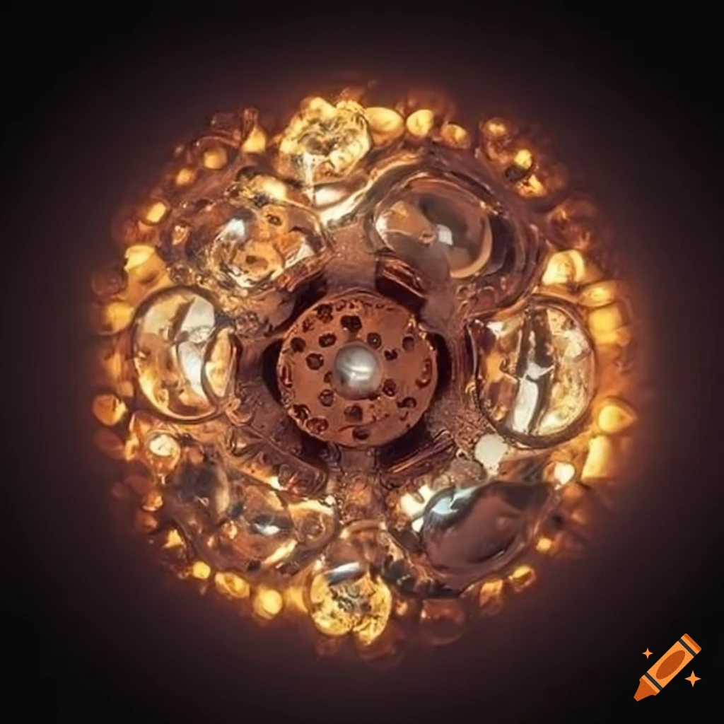 Intricate crystal gear wheel made of amber on Craiyon