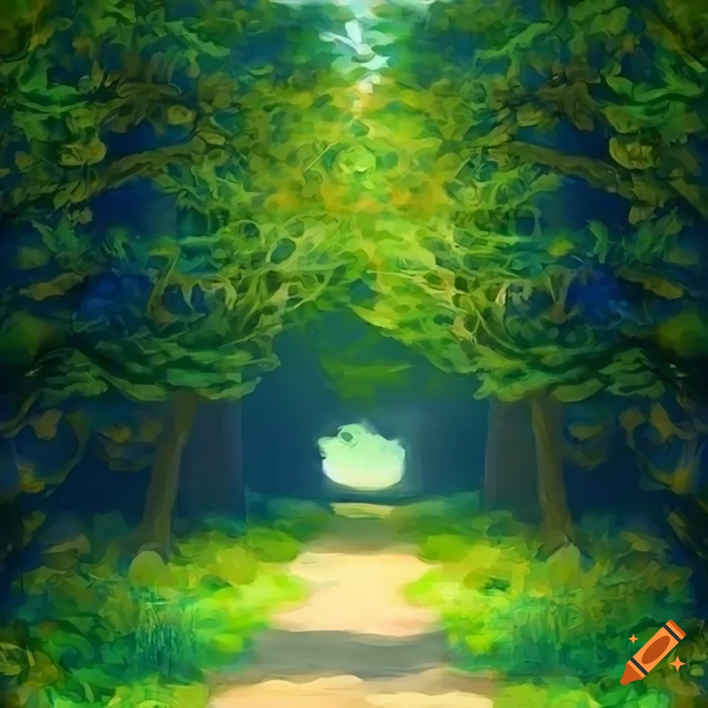 Digital painting of a tree next to three paths on Craiyon