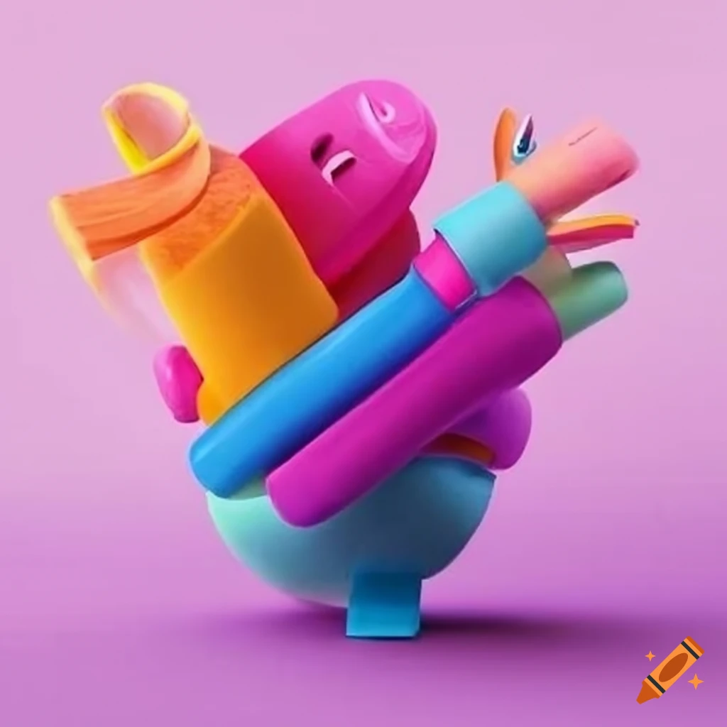 Colorful everyday objects on a white background with a touch of ...