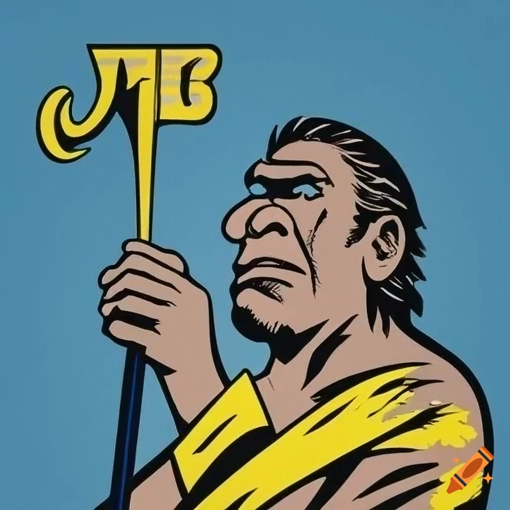 Colorful comics-style illustration of a caveman on Craiyon