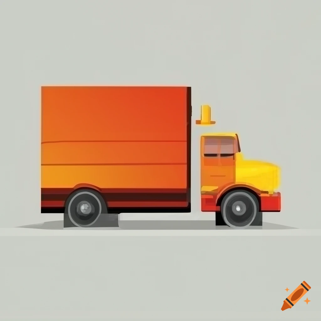 Side view of a truck in 2d vector art with straight lines on Craiyon