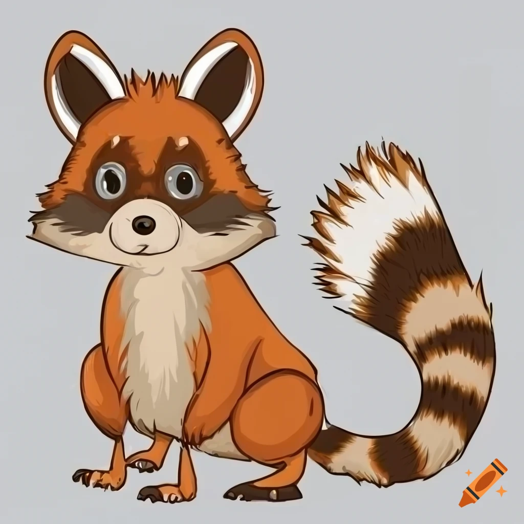 Illustration of an adorable animal creature with fluffy white and ...