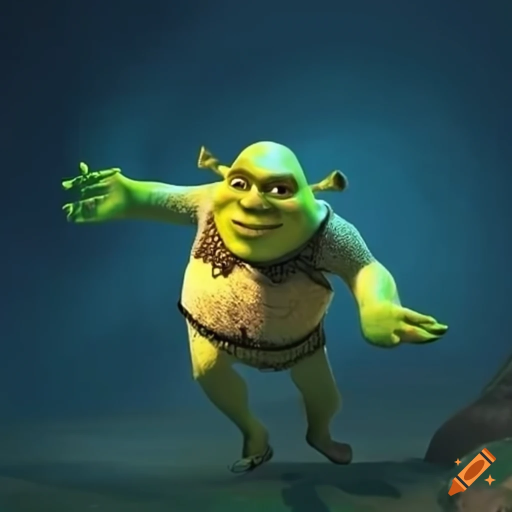 Illustration of shrek as a starfish on Craiyon