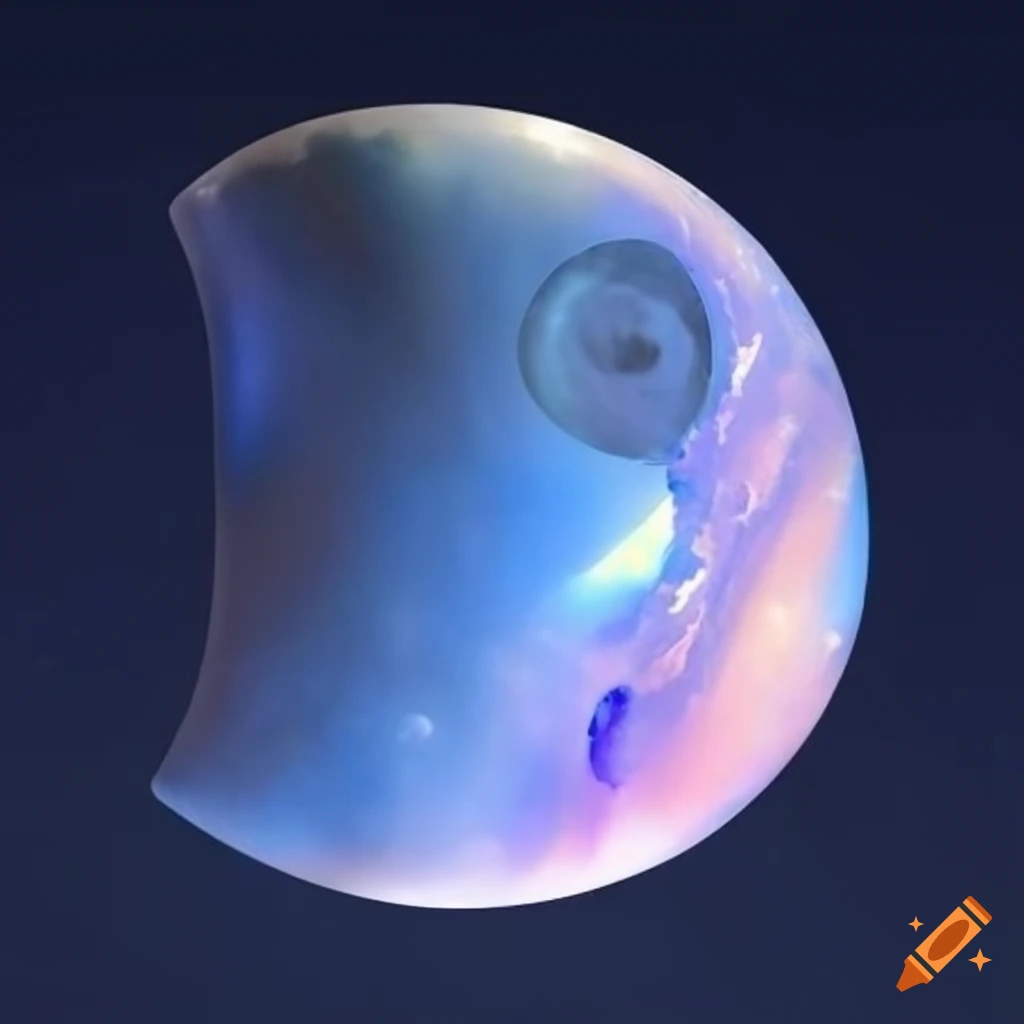 Moonstone gem in the shape of a half moon on Craiyon