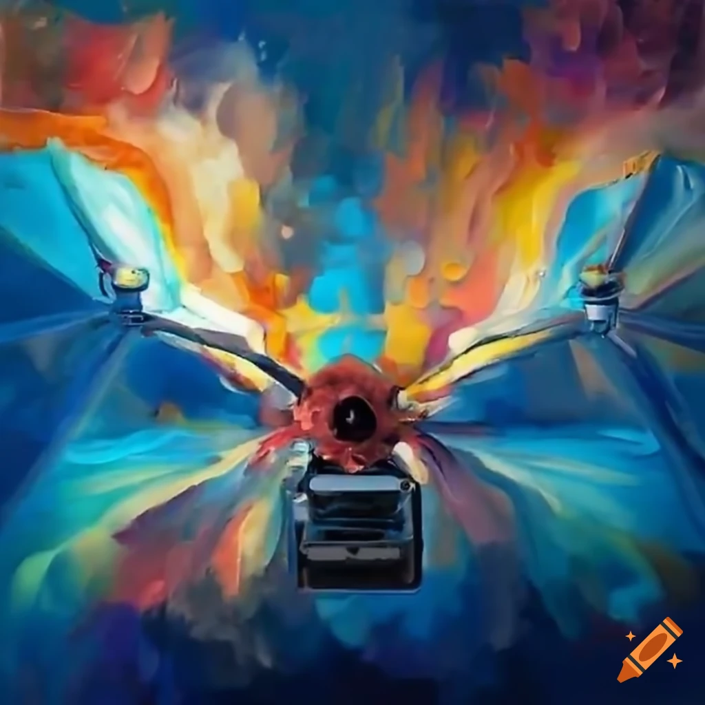 Fpv drone view of architectural wings on Craiyon