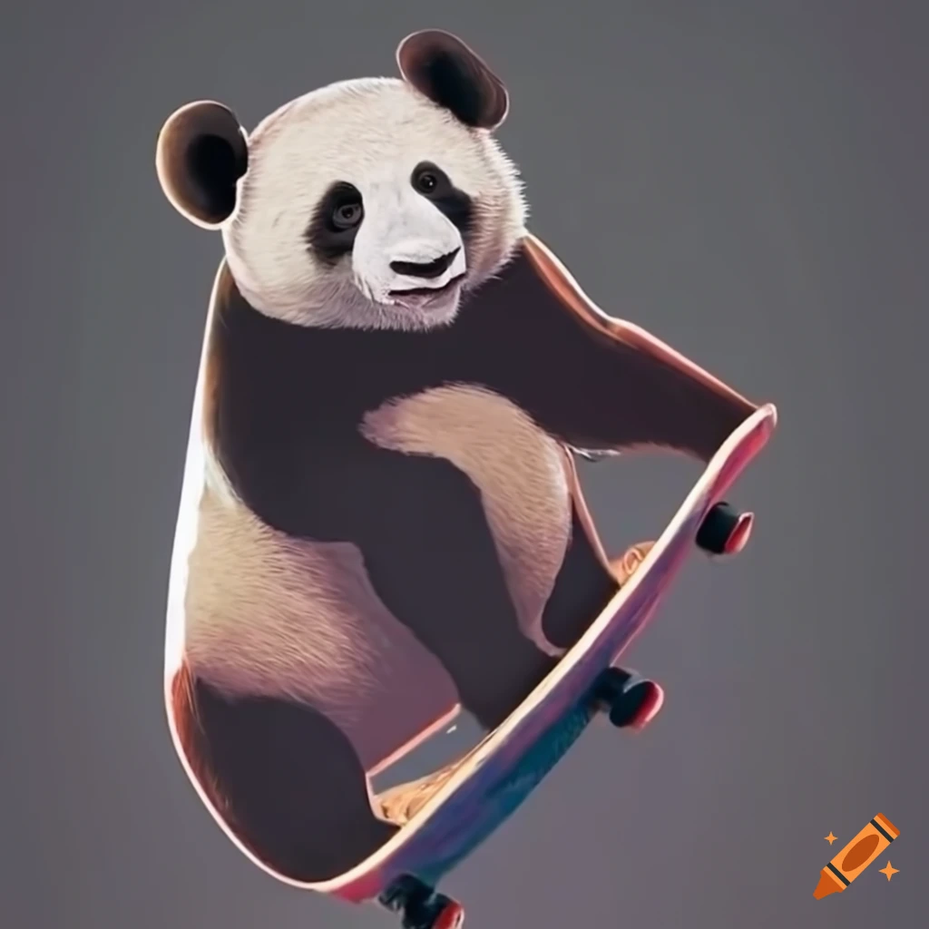Panda skateboarding on Craiyon