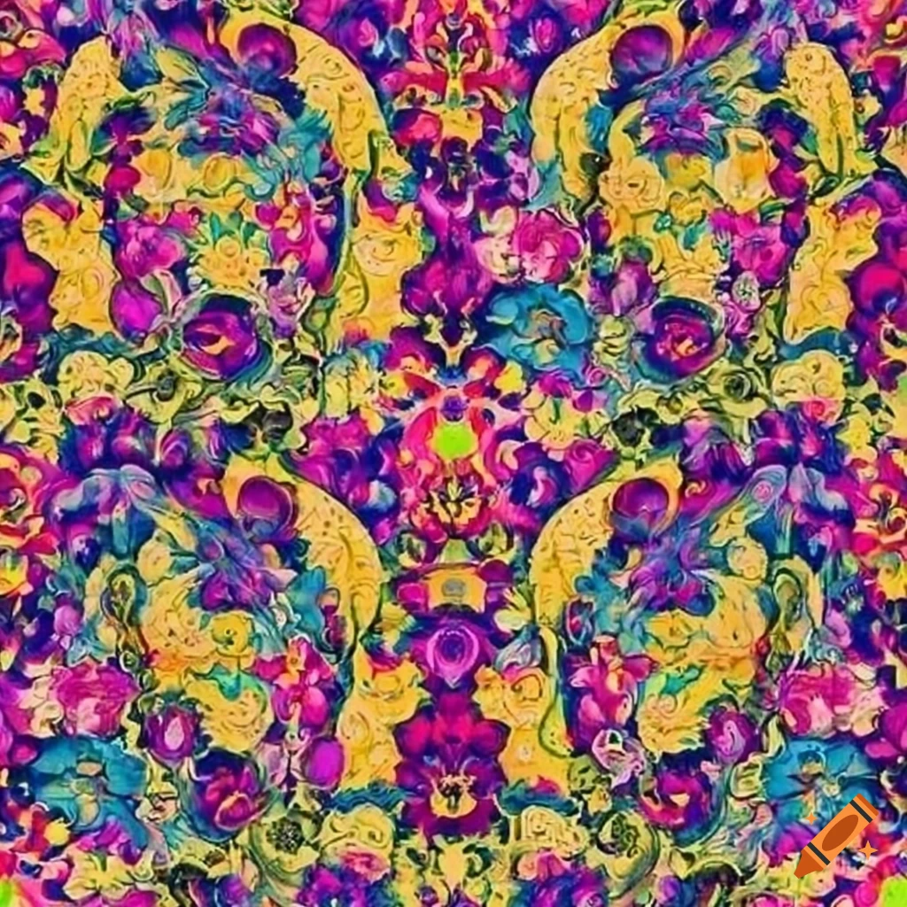 Colorful repeating floral pattern in rococo style on Craiyon