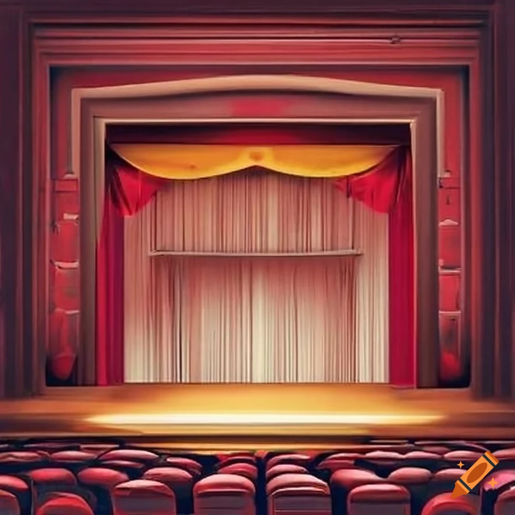 Outdoor view of a theater in a town on Craiyon