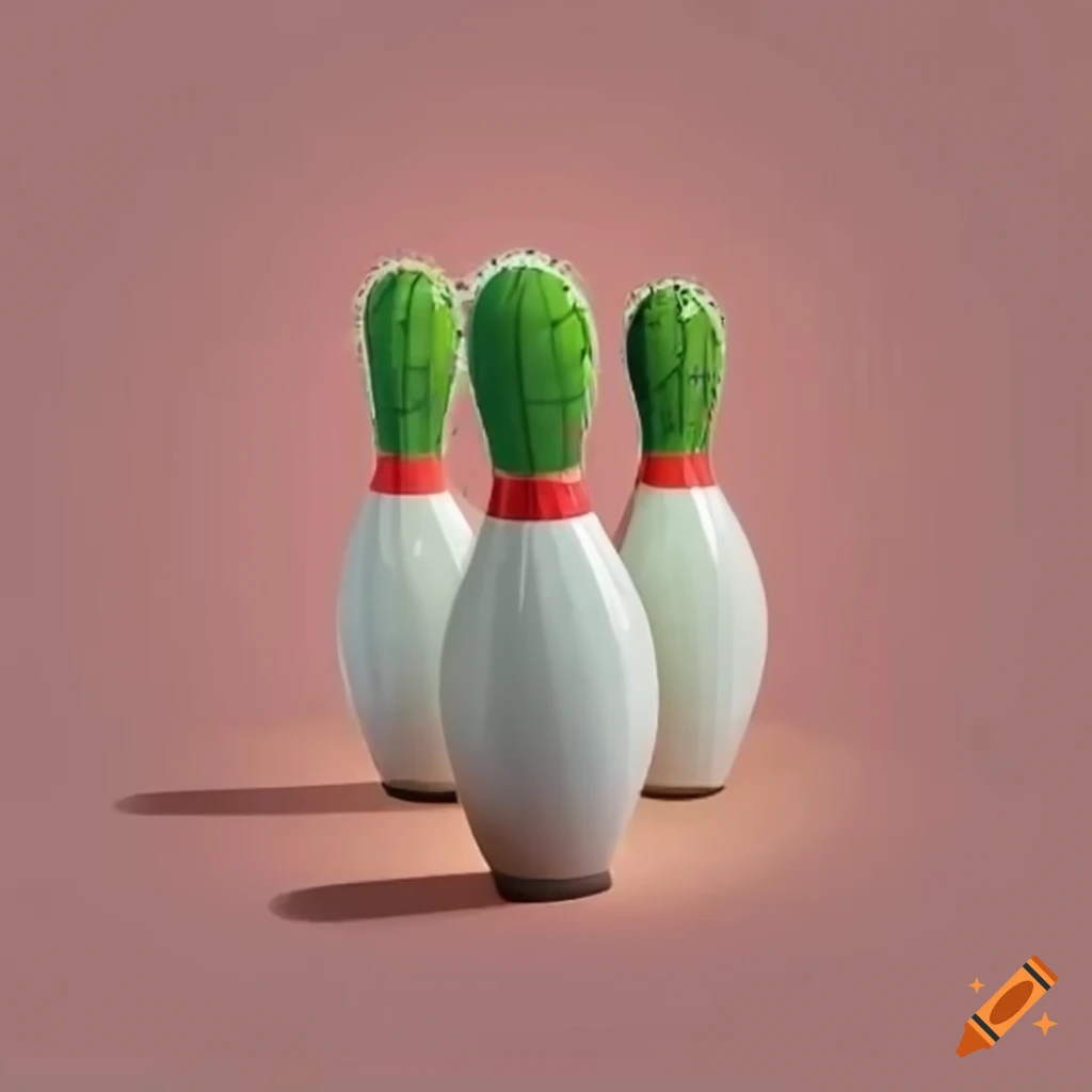 Cartoon bowling pin with cactus skin and needles on Craiyon