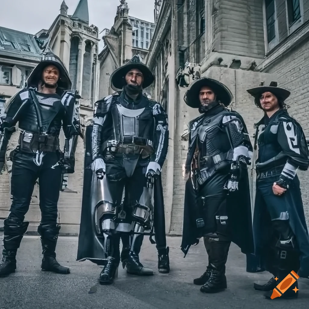 Heroic group of musketeers on a mission to protect the city in ...