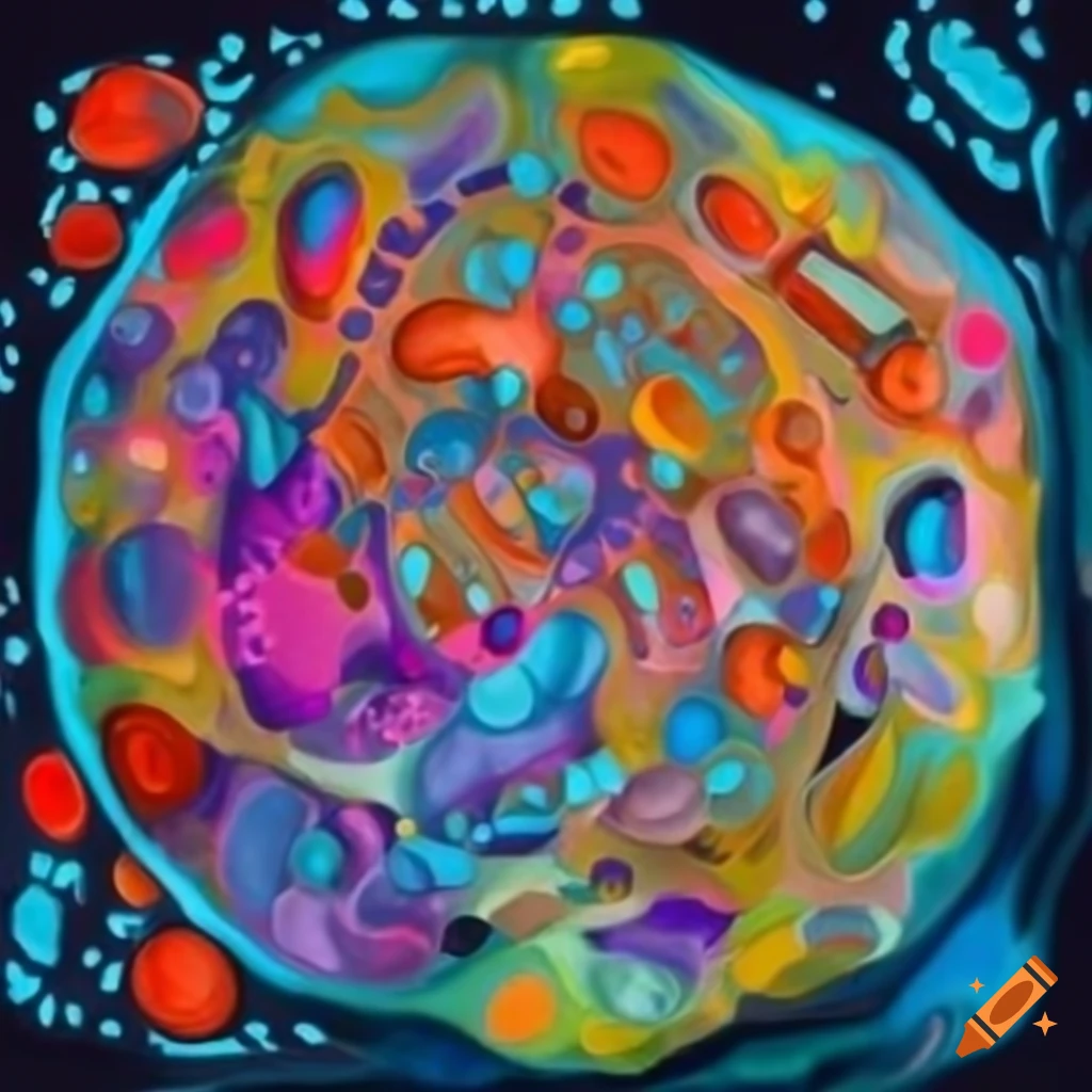 Collage of scientific images including cell, DNA, mitochondria, glucose ...