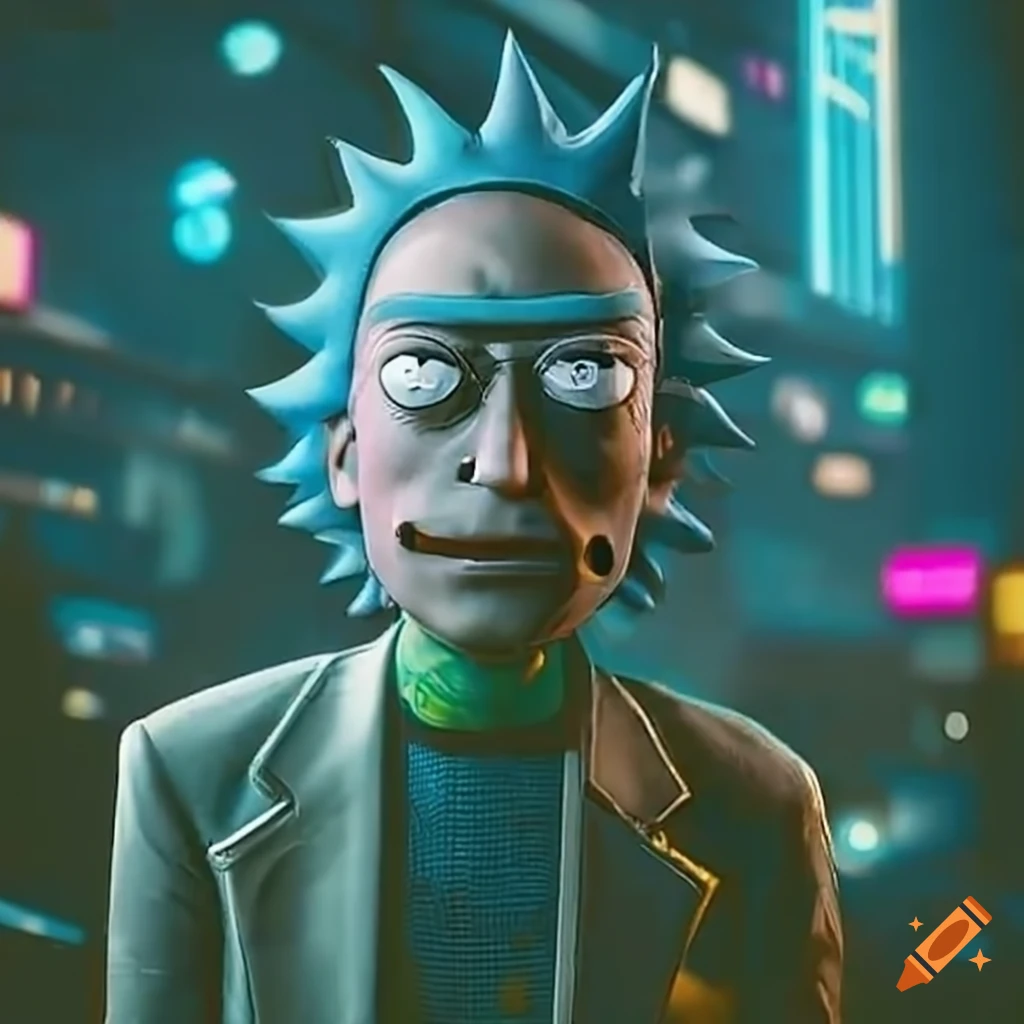 Rick and Morty in a Cyberpunk 2077 world on Craiyon