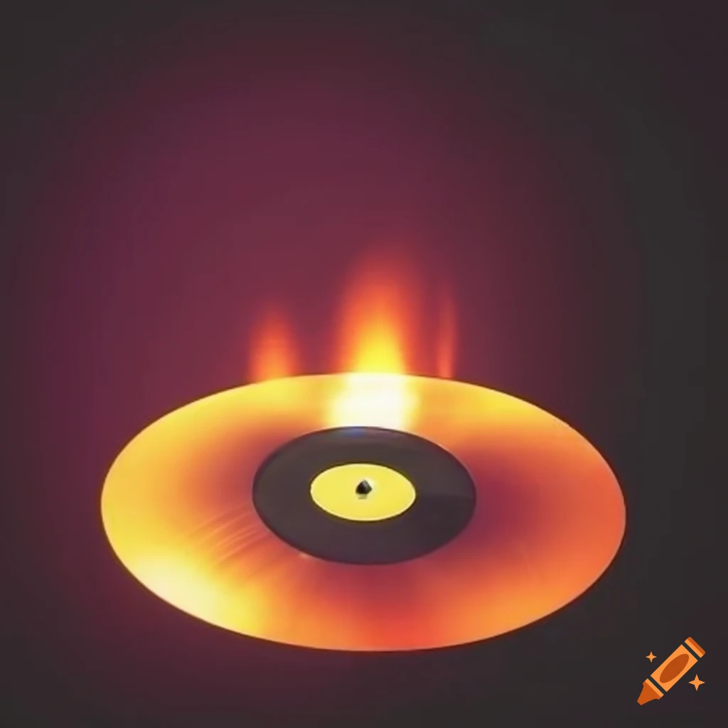 Fire reflecting on a vinyl on Craiyon