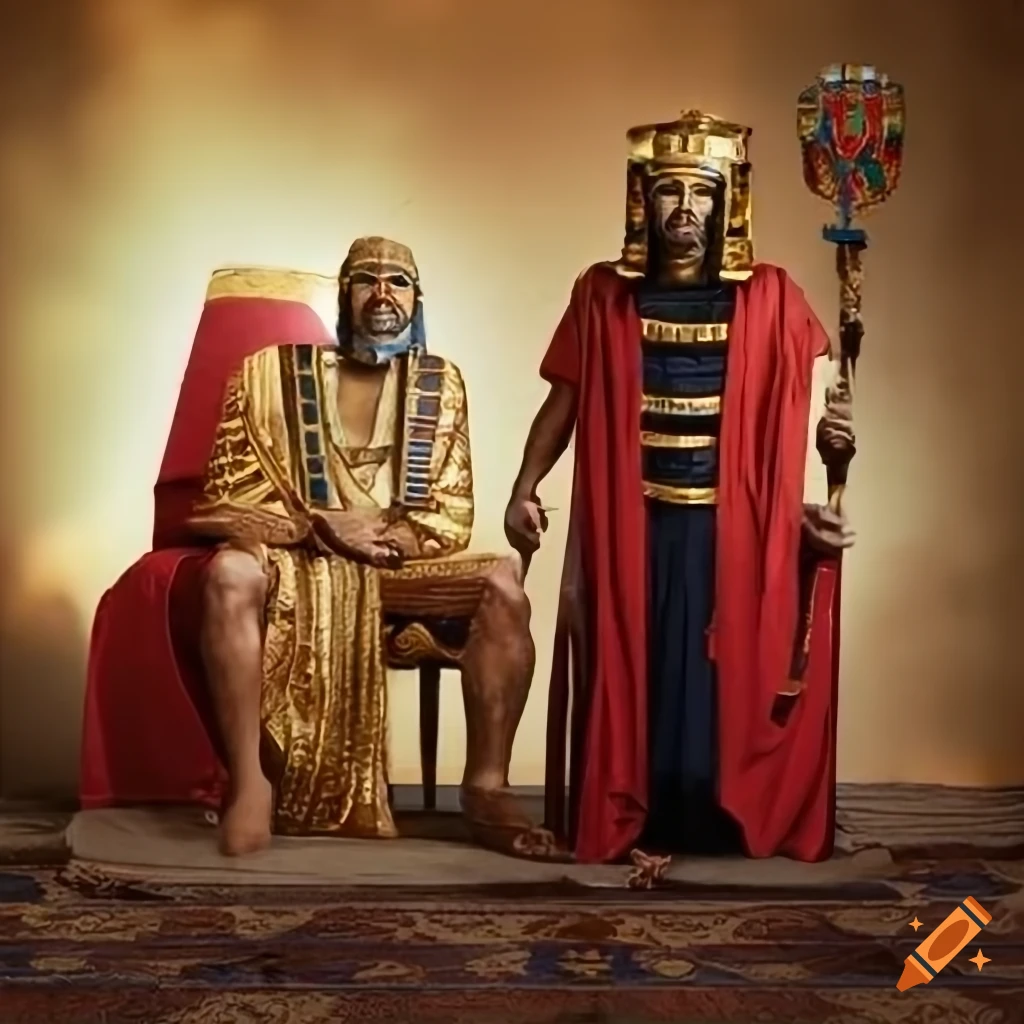 Moses and pharaoh discussing with elders in parliament on Craiyon