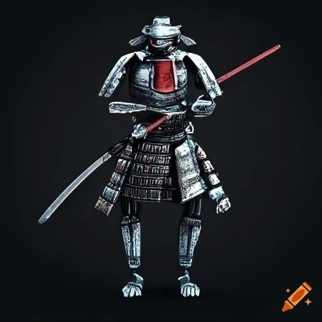 Serious samurai robot holding a sword stance on Craiyon