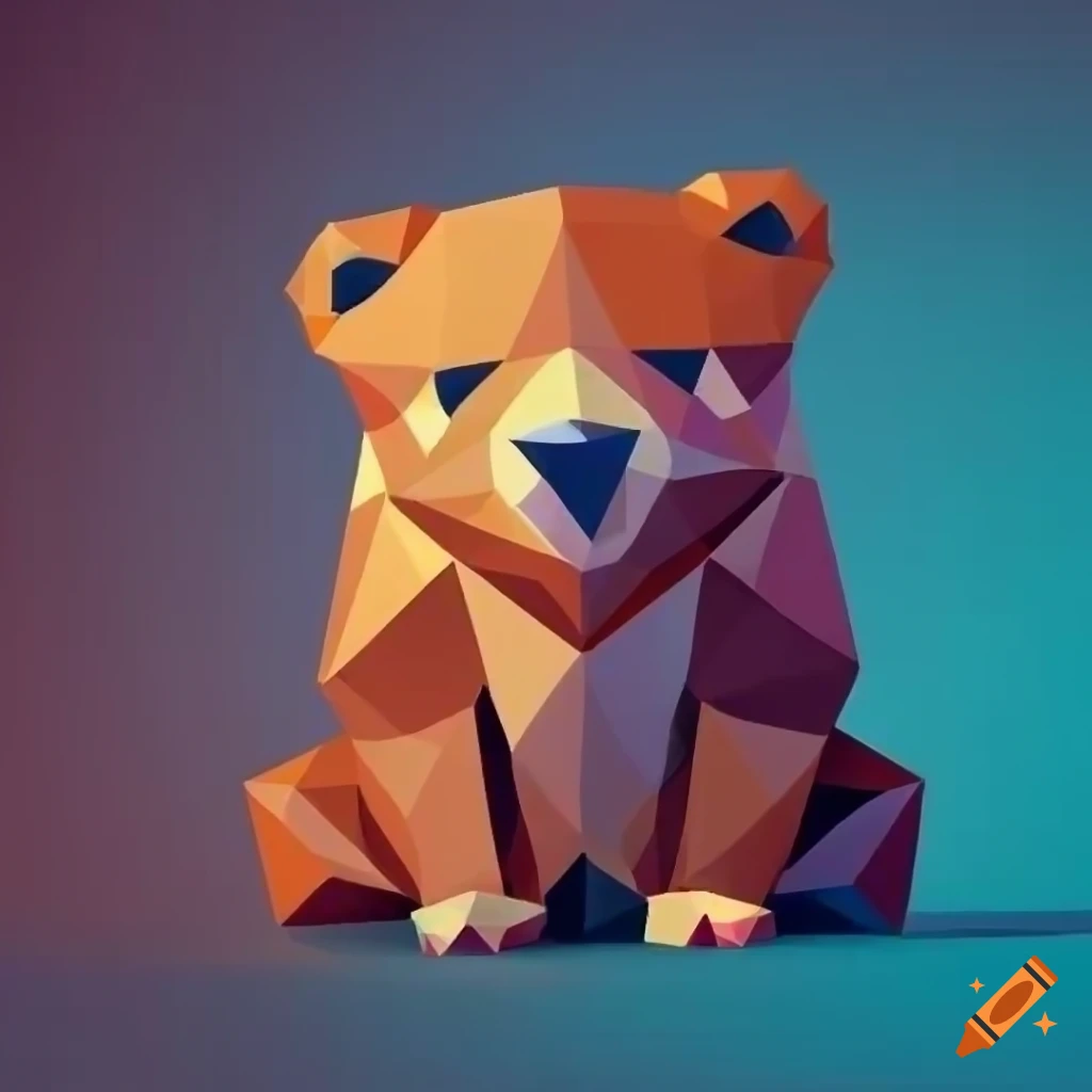 Cute low polygon bear logo on Craiyon