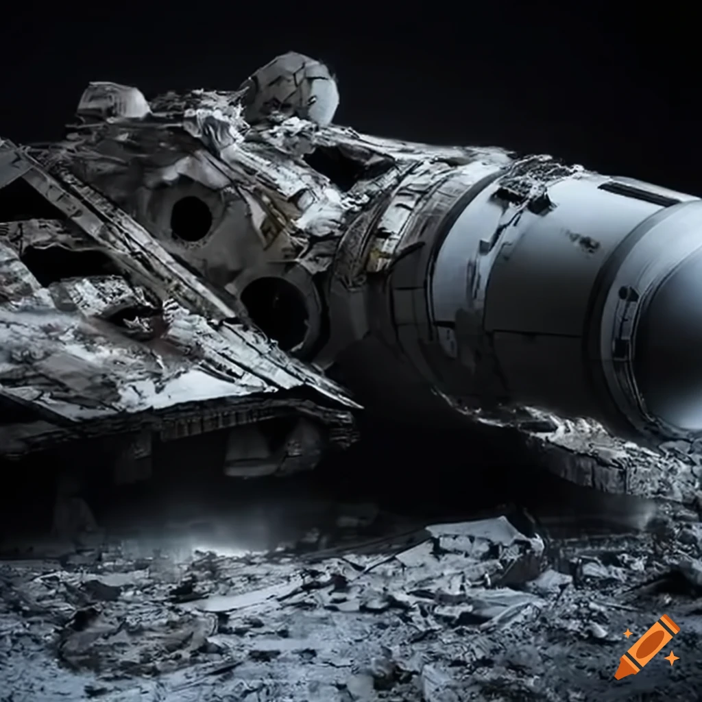 Destroyed spaceship wreckage on Craiyon