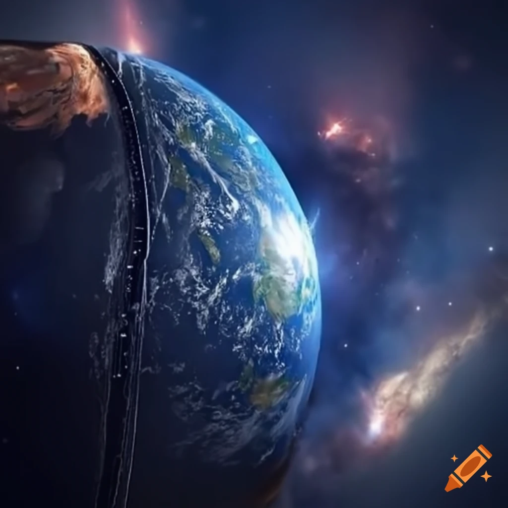 Artistic depiction of anti-gravity earth from the inside on Craiyon