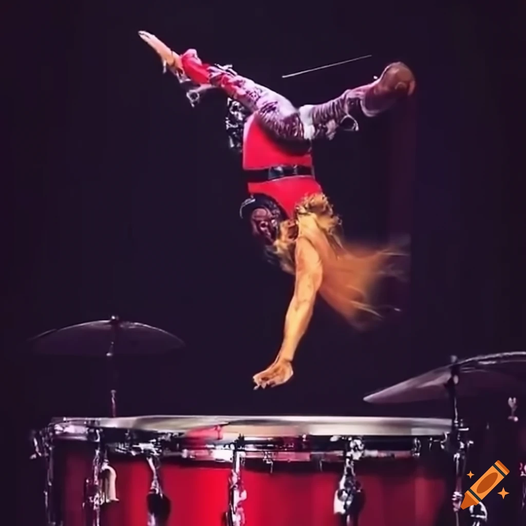 David lee roth mid-air splits during live concert on Craiyon