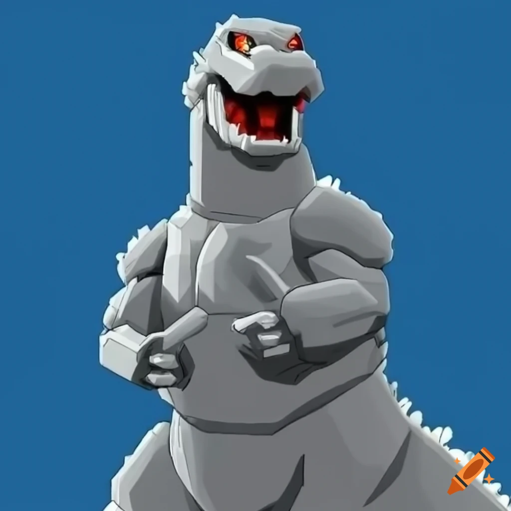 Silver-Gray Godzilla as a powerful Dragonball Z character made of ...