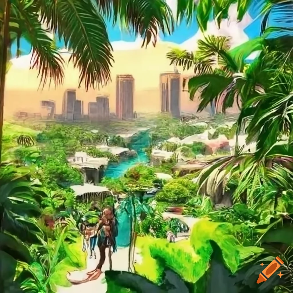 Detailed hyper-realistic tropical jungle incorporated into a five star ...