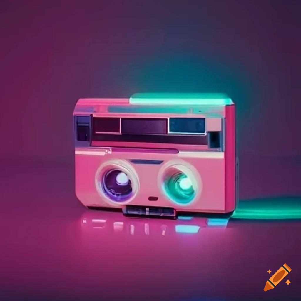 Retro futuristic 1980s cassette player in a space lab on Craiyon