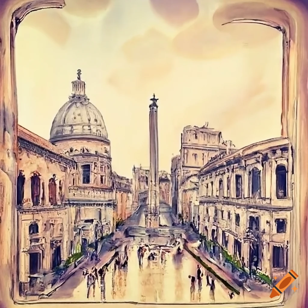 View of ancient rome in classic colors on Craiyon