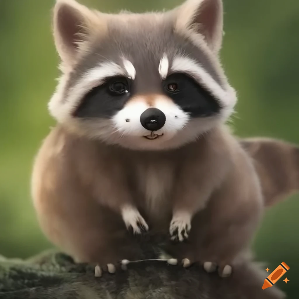 Cute chonky raccoon with neotenic features in an adorable anime style ...