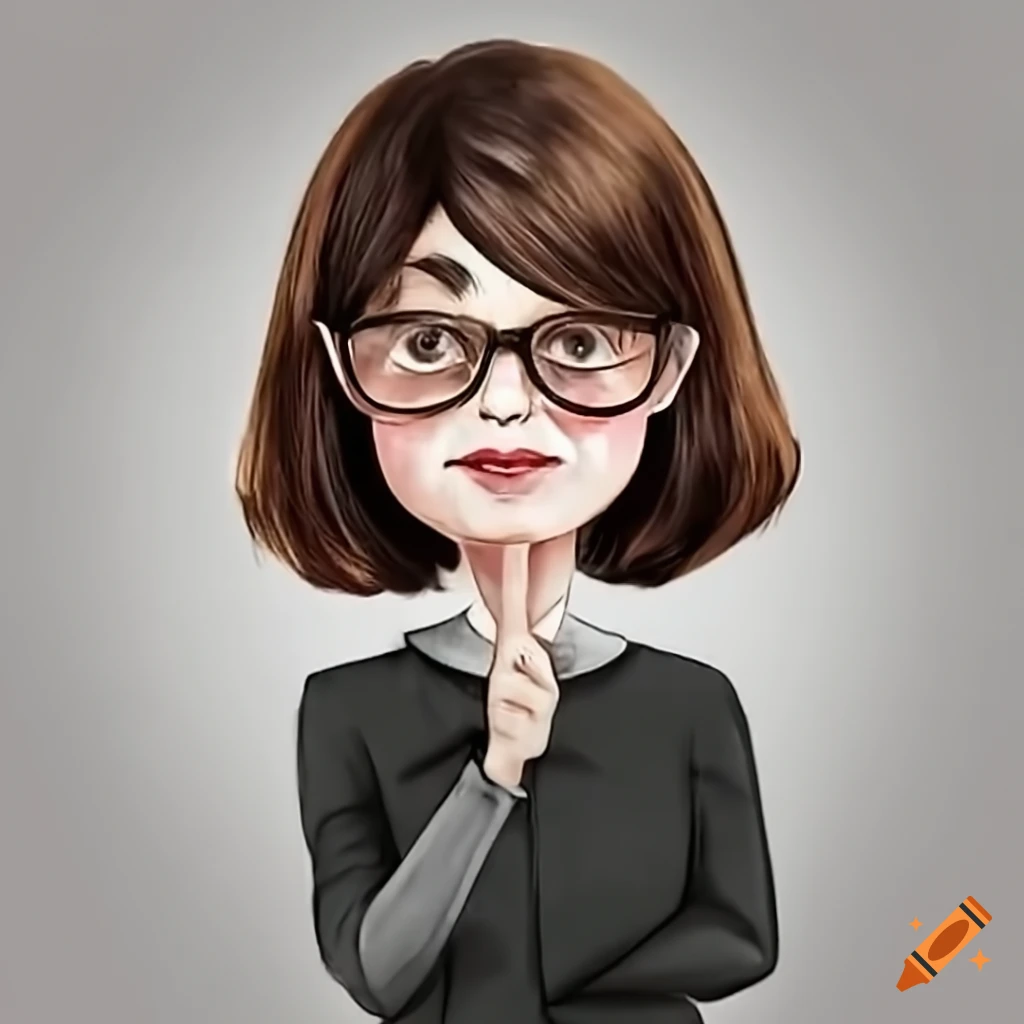 Female teacher with dark brown hair standing in front of class on Craiyon