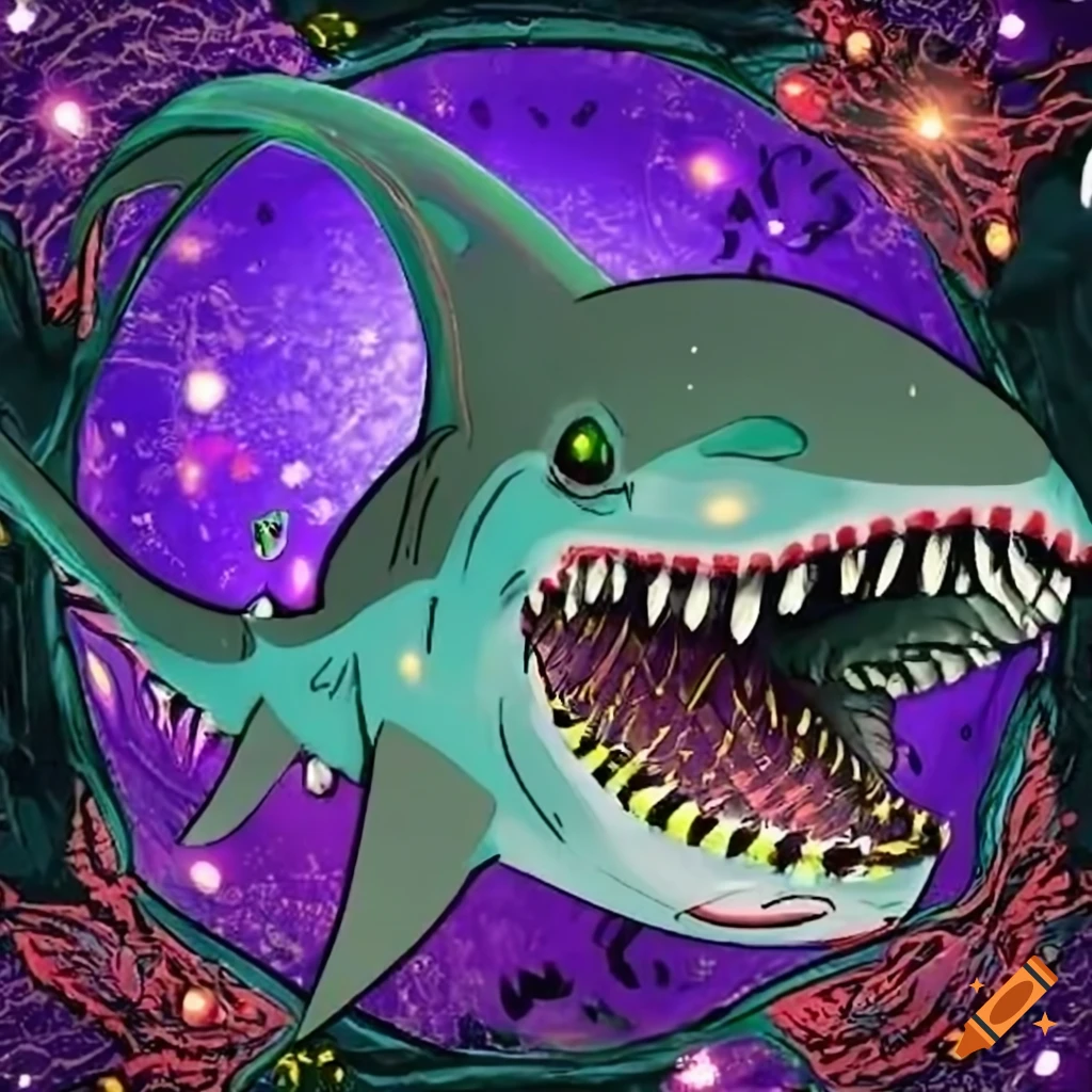 Extraterrestrial shark in an alien ocean with a predatory grace on Craiyon