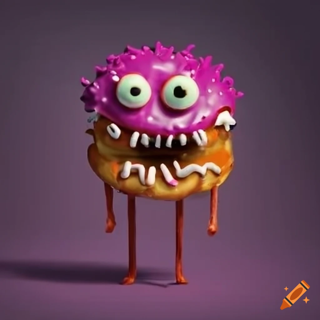Colorful donut monster illustration on Craiyon