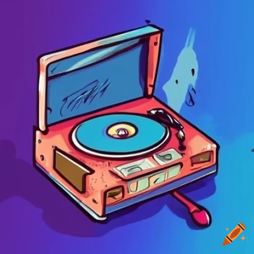 Vintage cartoon record player on Craiyon