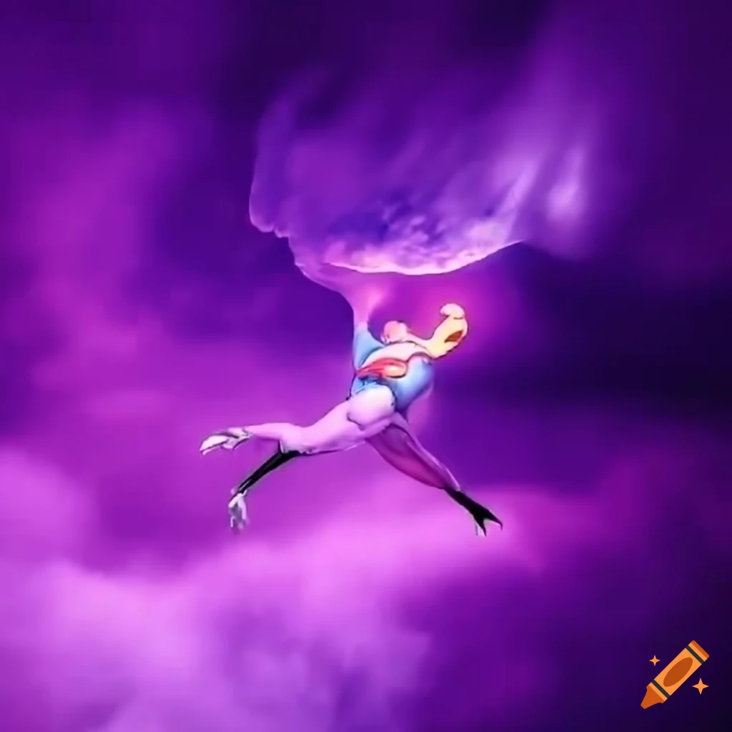Purple superman performing magic with pink wind around him on Craiyon