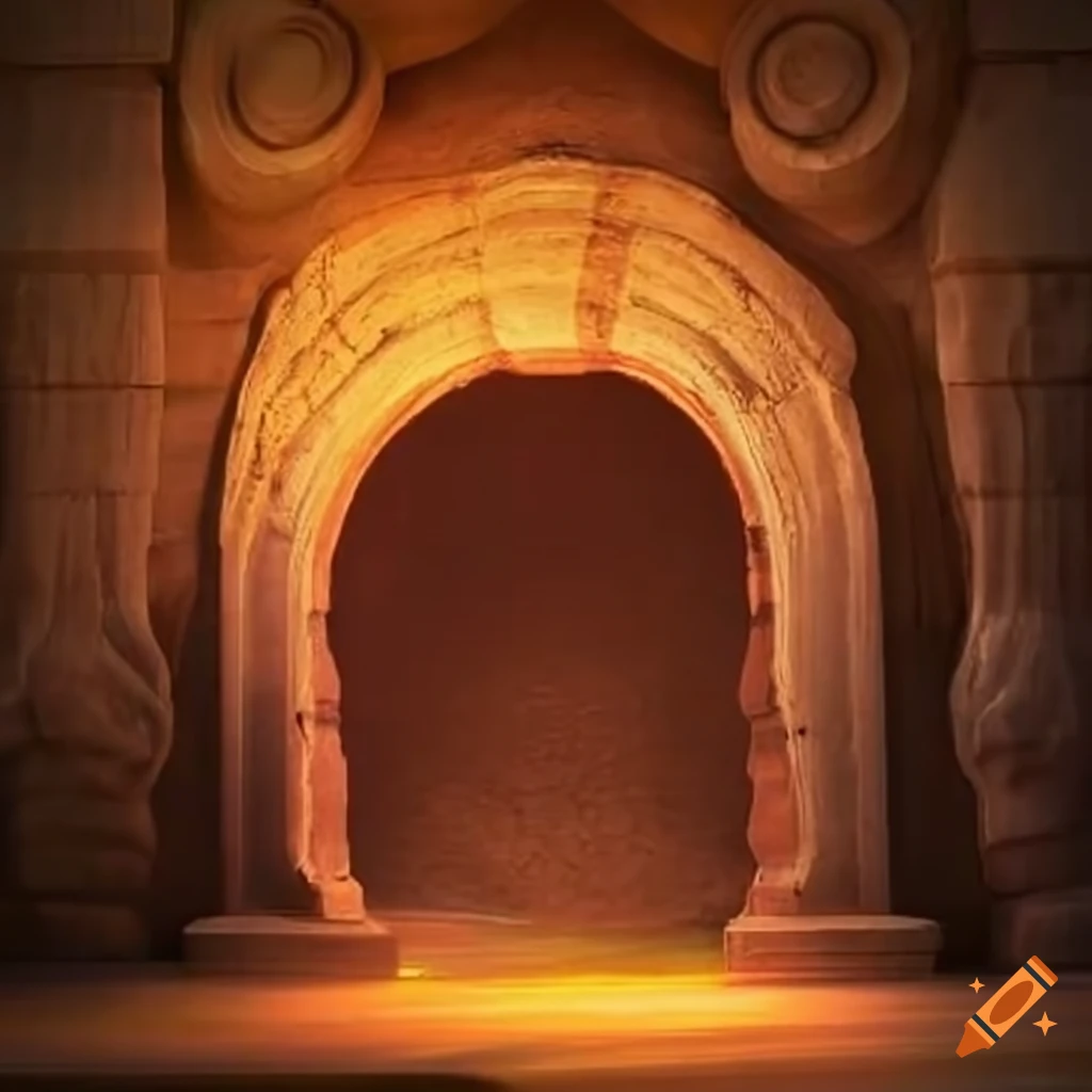 Portal made of ancient stone with exceptional lighting and high skill ...