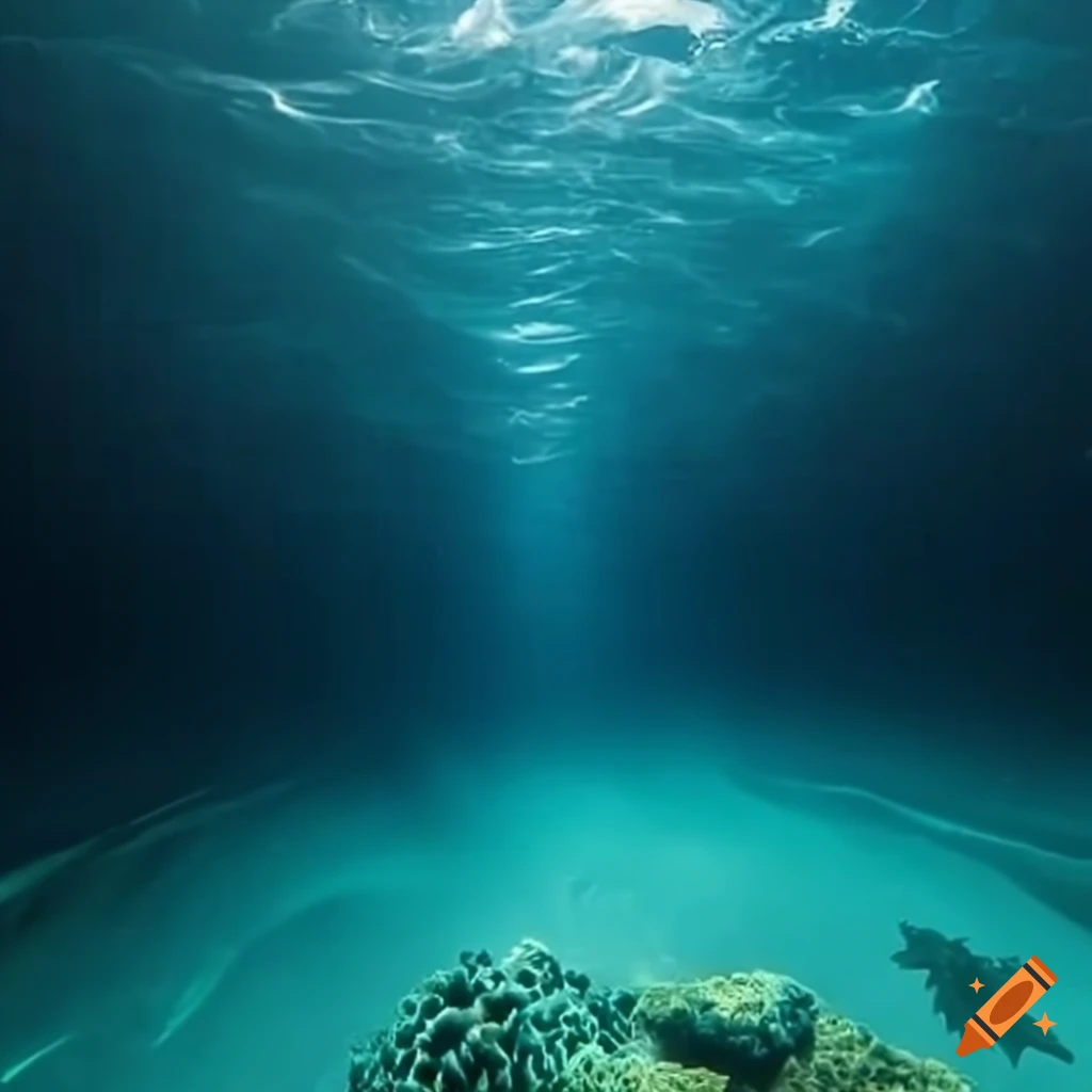 Deep underwater ocean ecosystem landscape on Craiyon