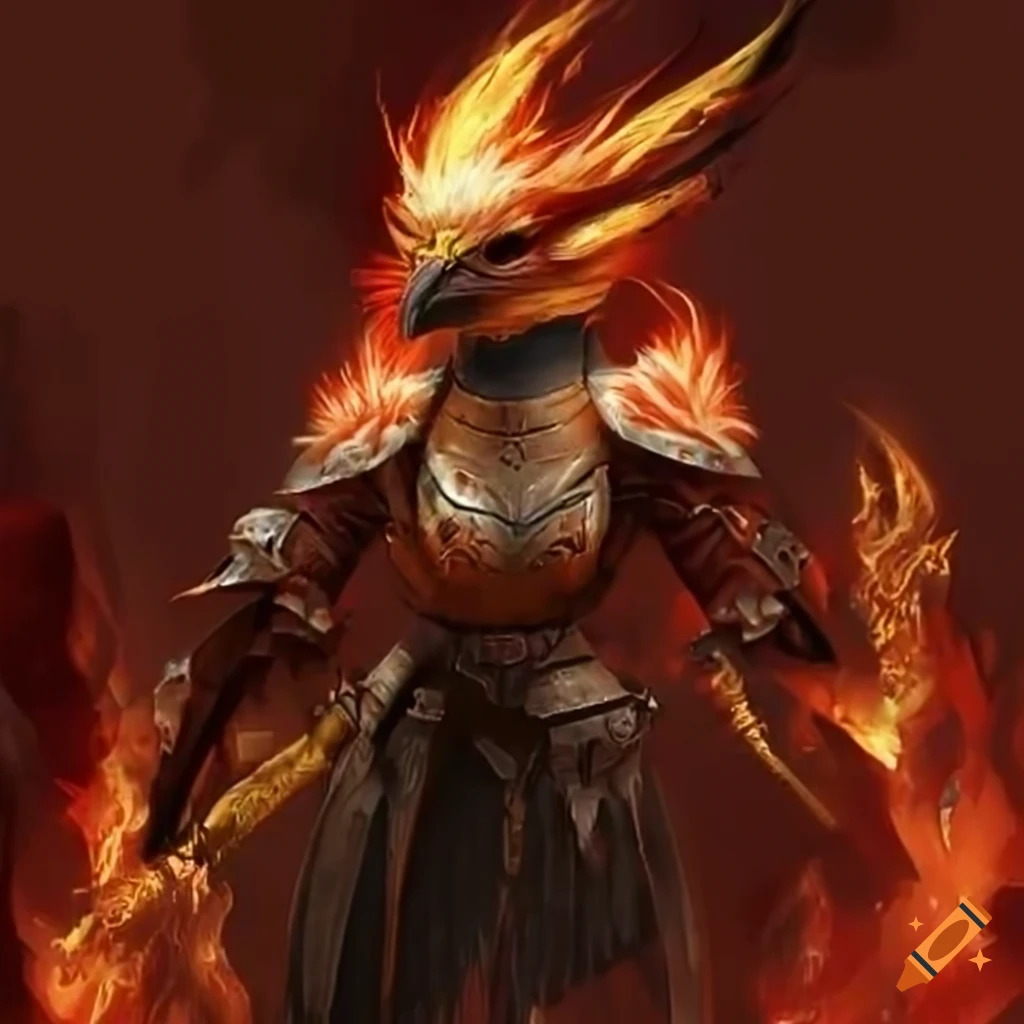 Flaming bird armor on Craiyon