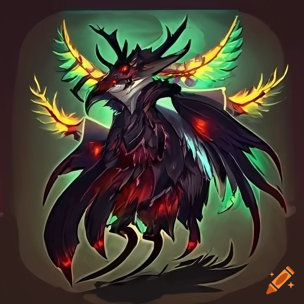 Fantastical eldritch badger raven demon hybrid with menacing raven ...