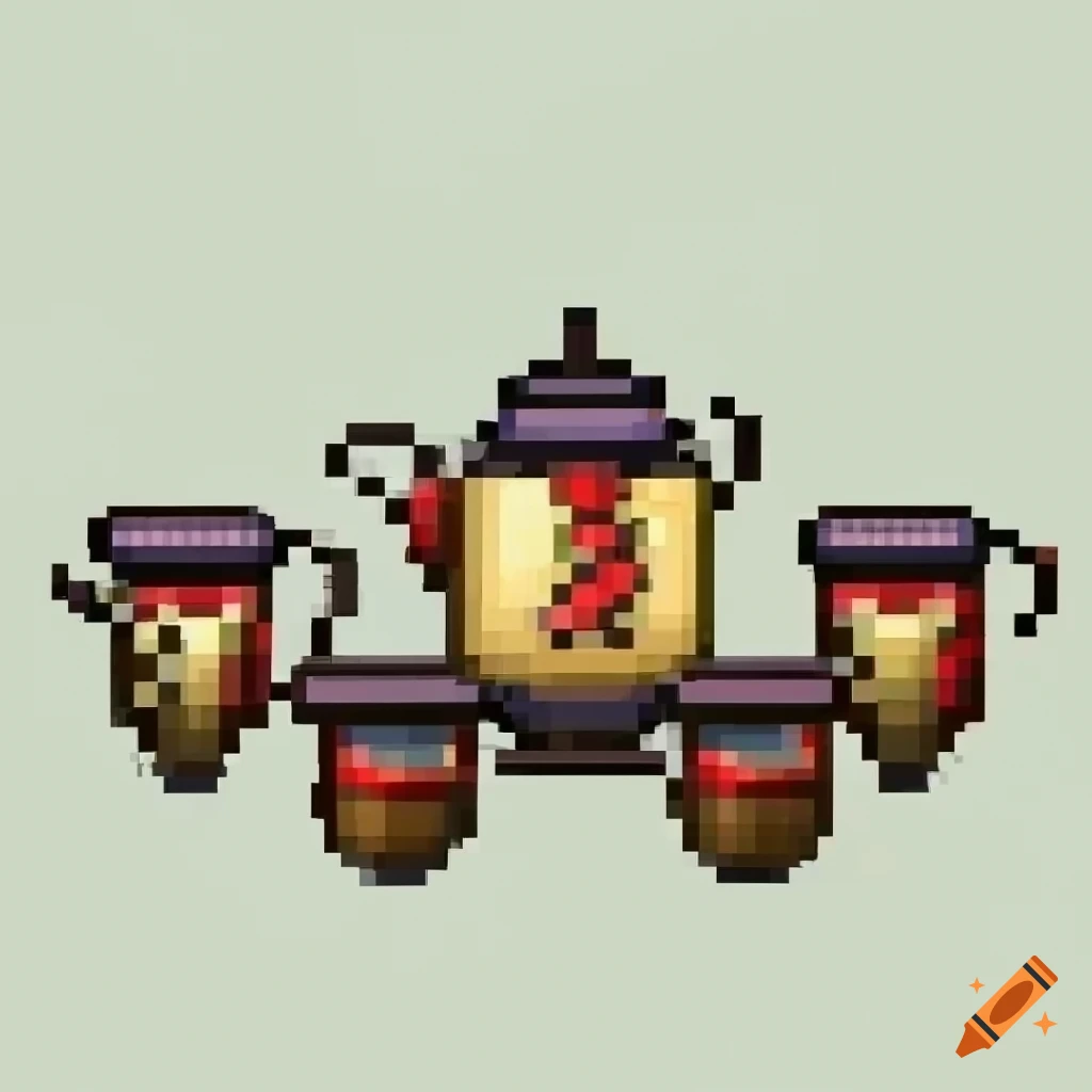 Pixel art chinese tea ceremony set on Craiyon