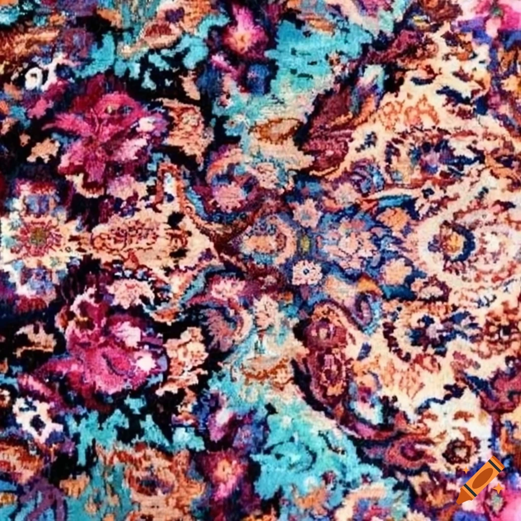 Iridescent persian rug with floral pattern on Craiyon