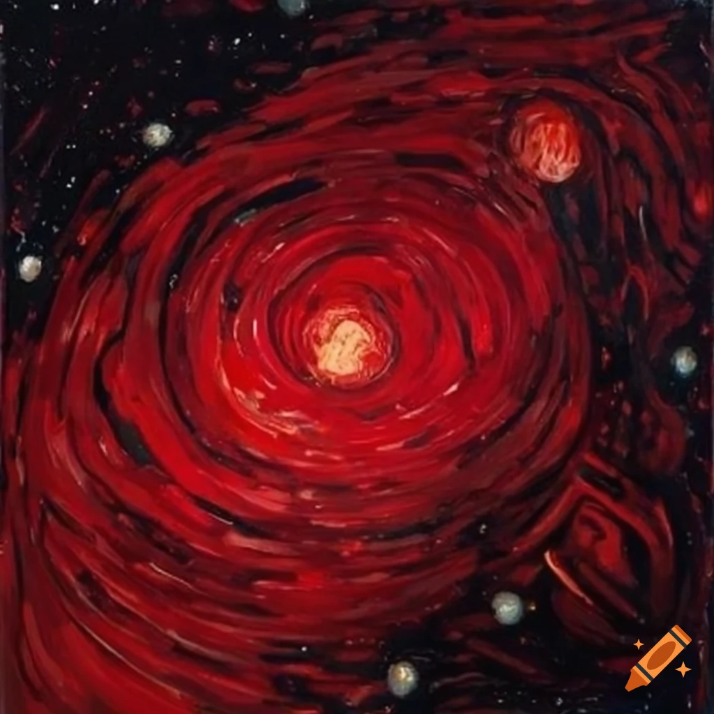 Red starry night sky on Craiyon